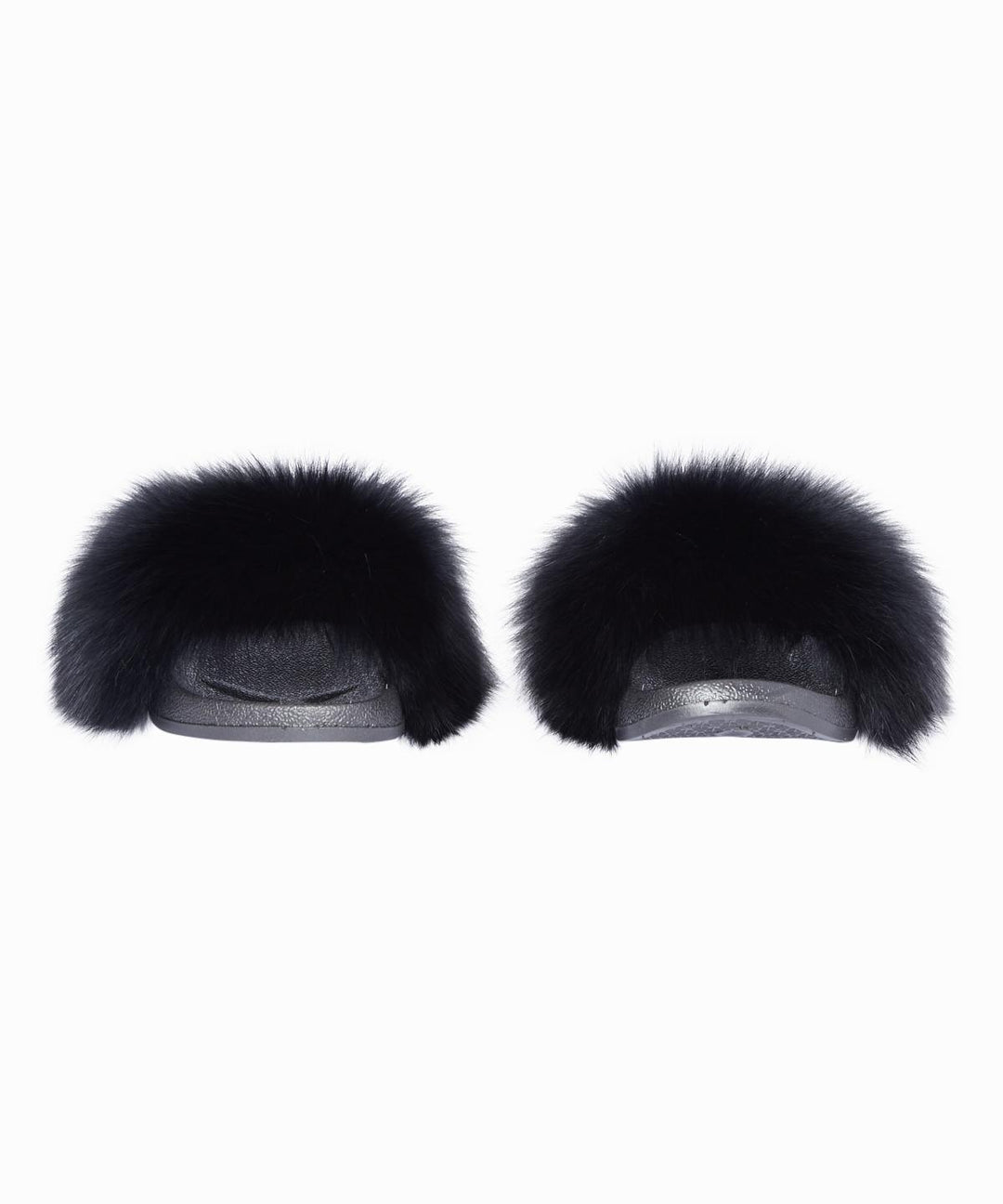 Black Furry Pom Pom Slides, Black Fur Shoe Slides, Black Fur Flip Flop ...